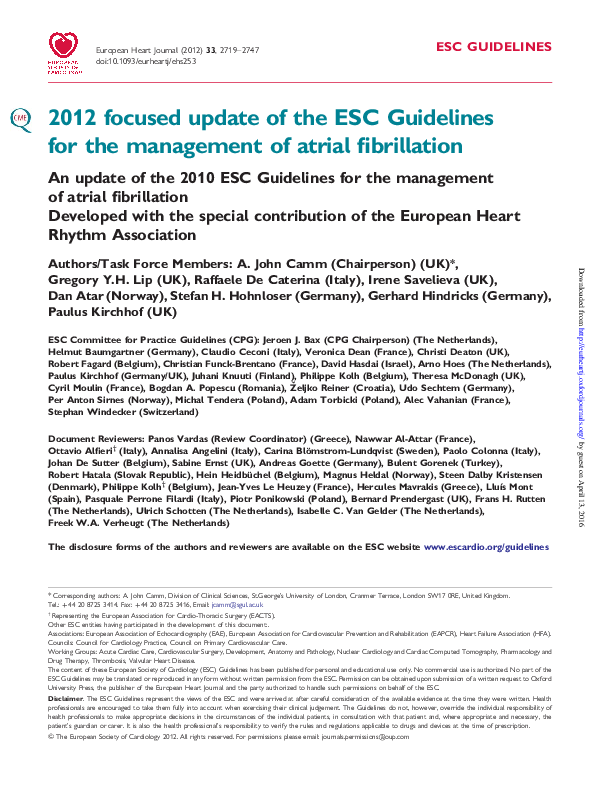 (PDF) 2012 focused update of the ESC Guidelines
