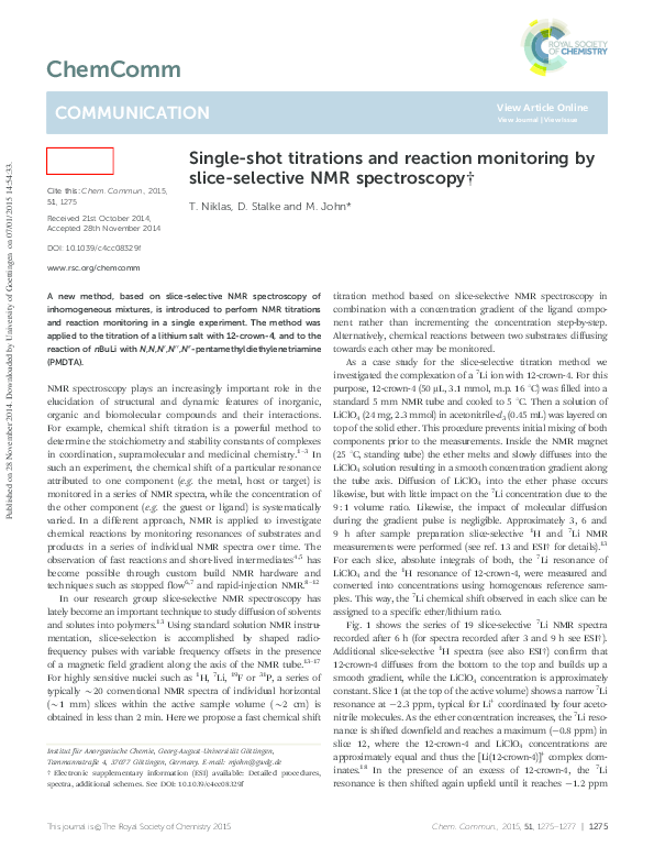 (PDF) Single-shot titrations and reaction monitoring by slice-selective ...