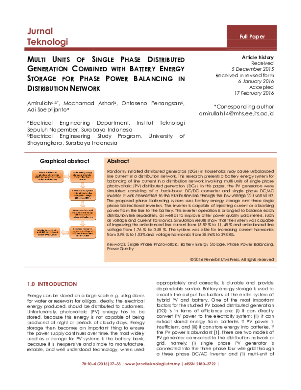 (PDF) MULTI UNITS OF SINGLE PHASE DISTRIBUTED GENERATION COMBINED WITH ...