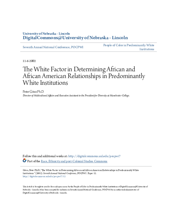 (PDF) The White Factor in Determining African and African American ...