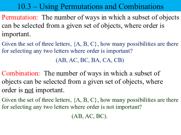 Permutations and combination theory