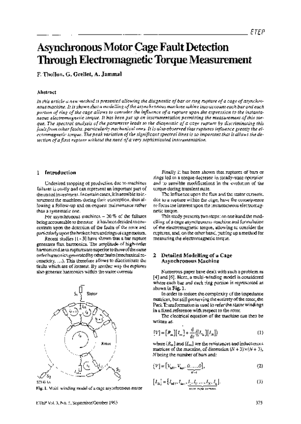 Pdf Asynchronous Motor Cage Fault Detection Through Electromagnetic Torque Measurement