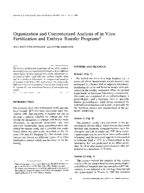(PDF) Organization and computerized analysis of in vitro fertilization ...