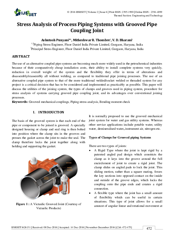 (PDF) Stress Analysis of Process Piping Systems with Grooved Pipe ...