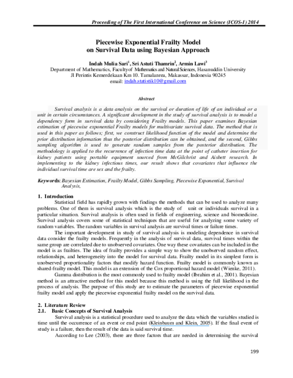 (PDF) Piecewise Exponential Frailty Model on Survival Data using Bayesian Approach