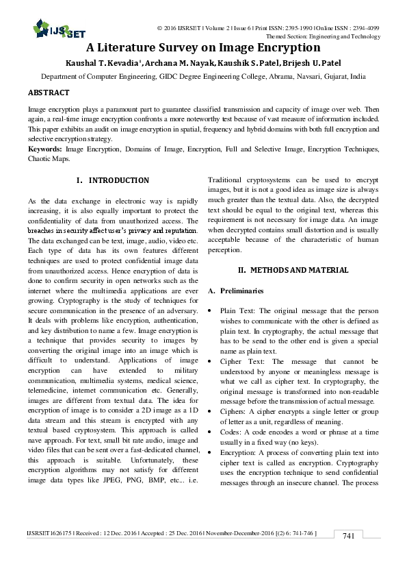 Pdf A Literature Survey On Image Encryption