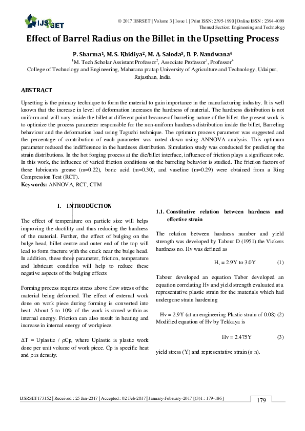 (PDF) Effect of Barrel Radius on the Billet in the Upsetting Process
