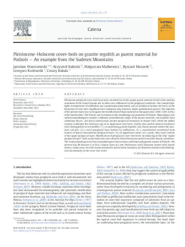 (PDF) Pleistocene–Holocene cover-beds on granite regolith as parent ...