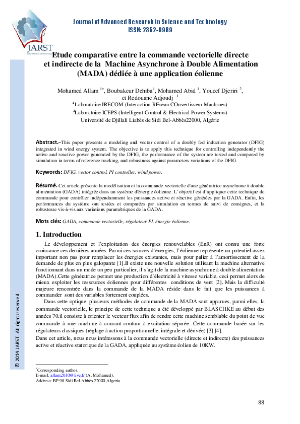 (PDF) Etude comparative entre la commande vectorielle directe et ...