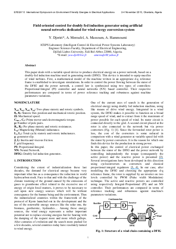 (PDF) Artificial intelligence-based controller for rotor current of doubly fed induction ...