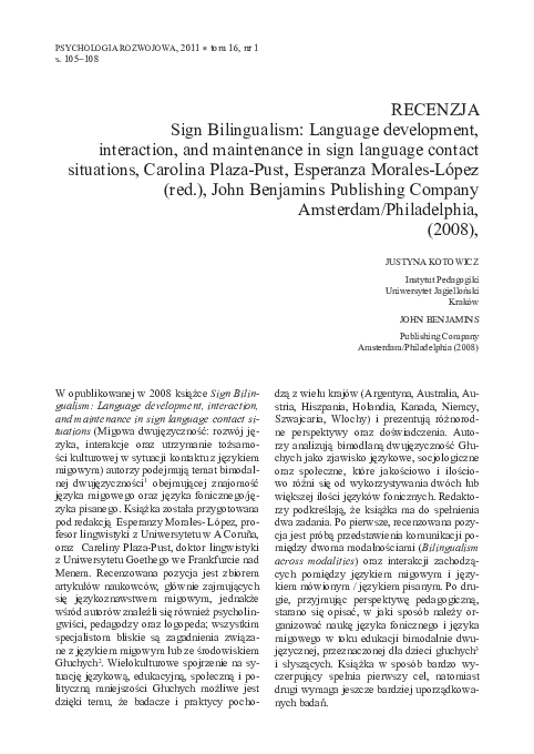 (PDF) Sign Bilingualism: Language development, interaction, and ...