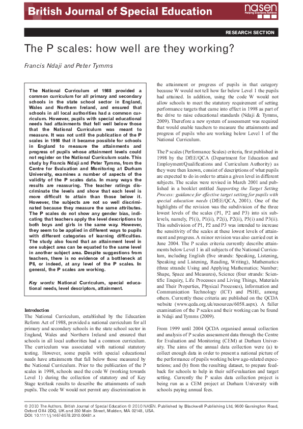 (PDF) The P scales: how well are they working?