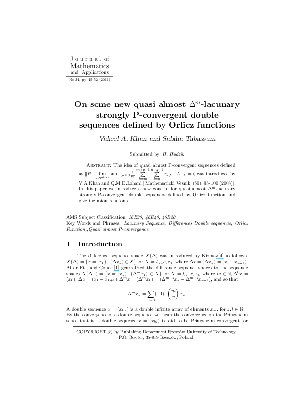 Pdf On Some New Almost Double Lacunary Delta M Sequence Spaces