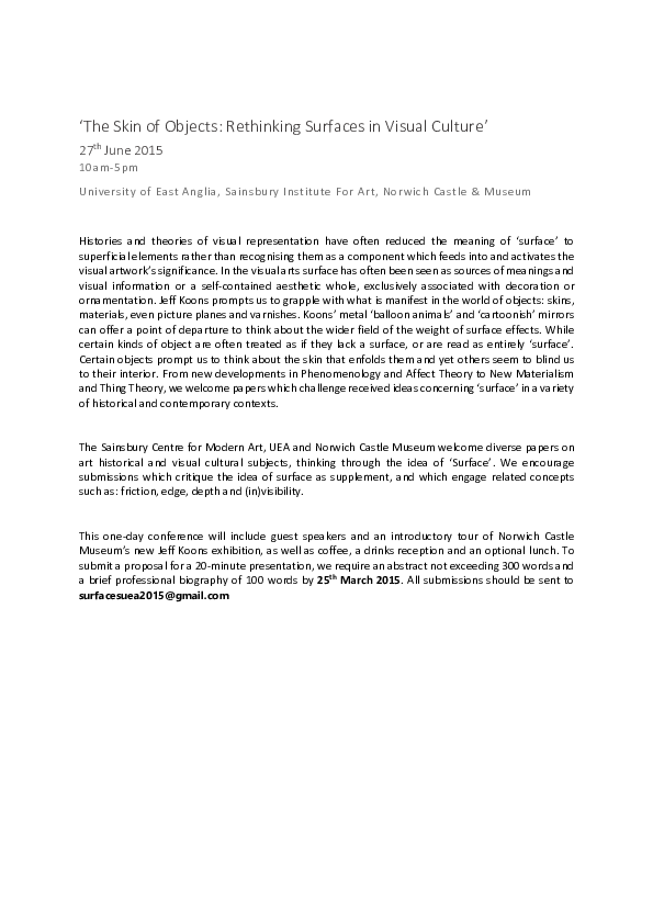 (PDF) 'The Skin of Objects: Rethinking Surfaces in Visual Culture'