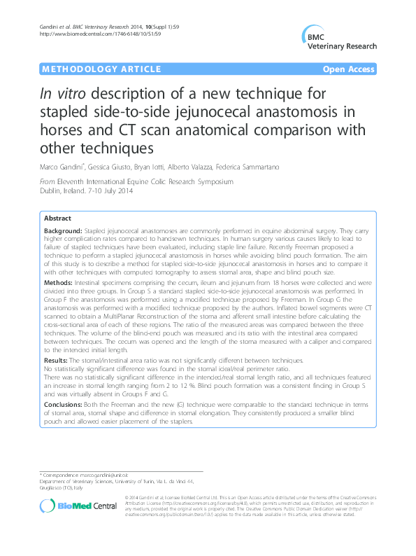 (PDF) In vitro description of a new technique for stapled side-to-side ...