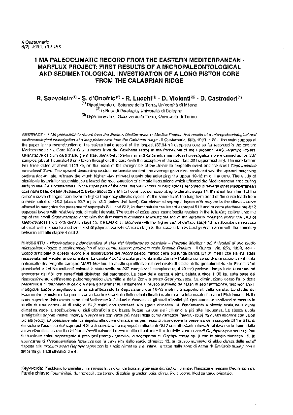 (PDF) 1 MA Paleoclimatic record from the Eastern Mediterranean ...
