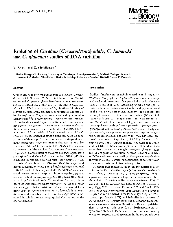 (PDF) Evolution of Cardium (Cerastoderma) edule, C. lamarcki and C ...