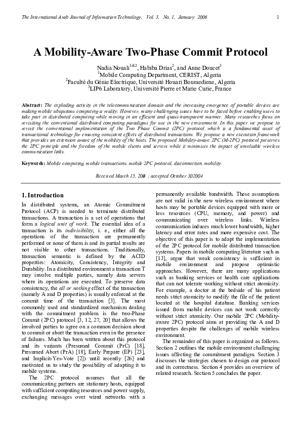(PDF) A mobility-aware two-phase commit protocol
