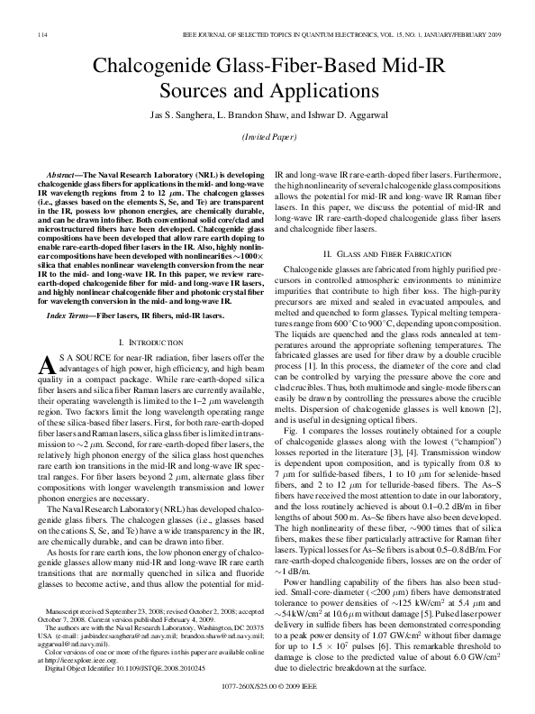 (PDF) Chalcogenide Glass-Fiber-Based Mid-IR Sources and Applications