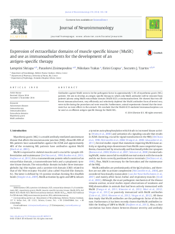 (PDF) Expression of extracellular domains of muscle specific kinase ...