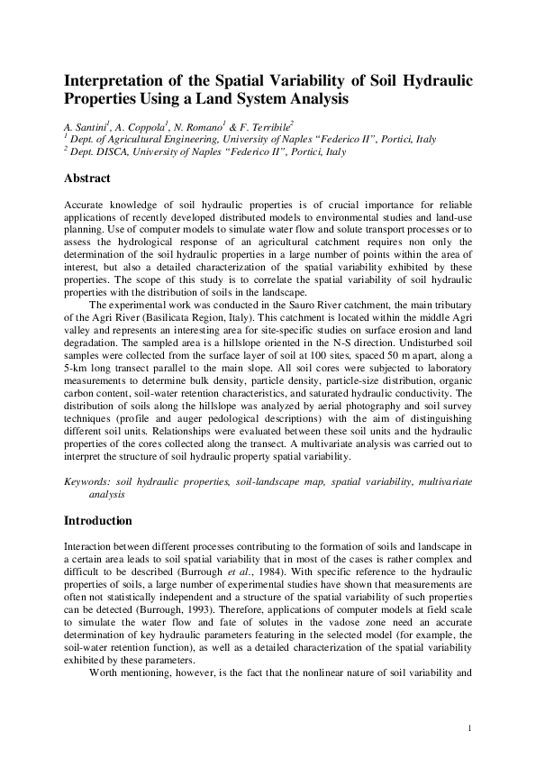 (PDF) Interpretation of the spatial variability of soil hydraulic properties using a land system ...