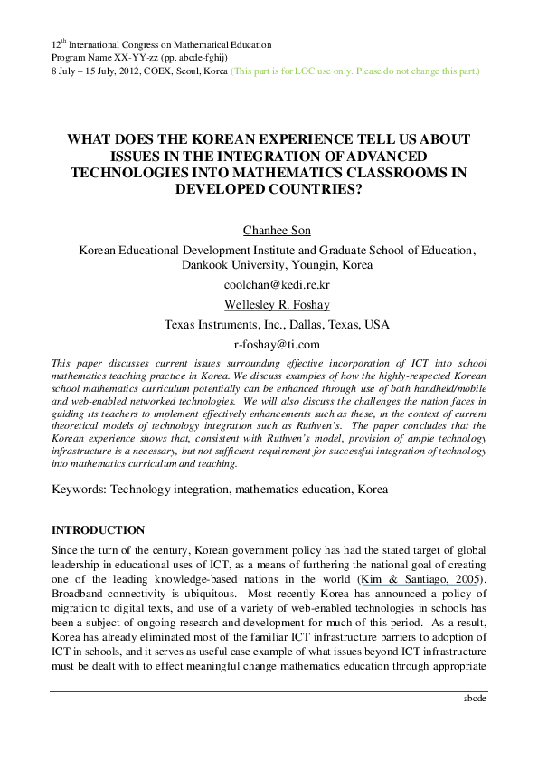 (PDF) What Does the Korean Experience Tell Us About Issues in the ...