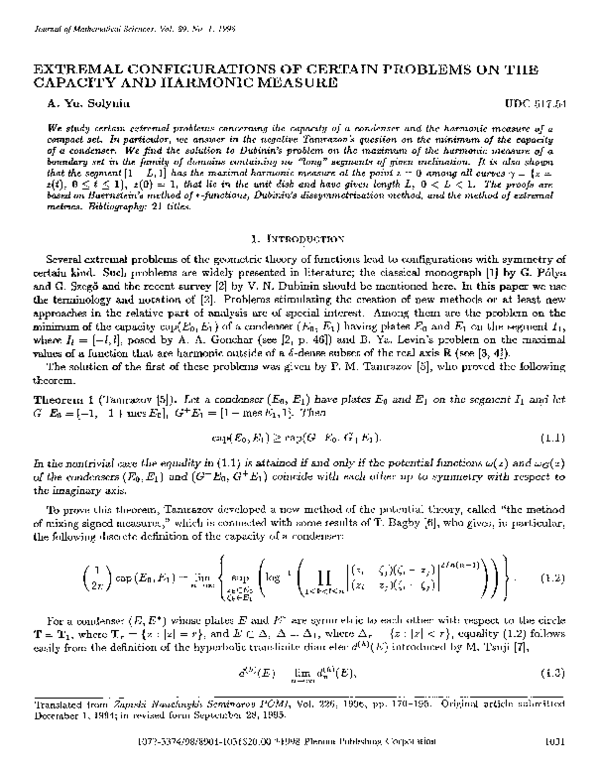 (PDF) Extremal configurations of certain problems on the capacity and ...