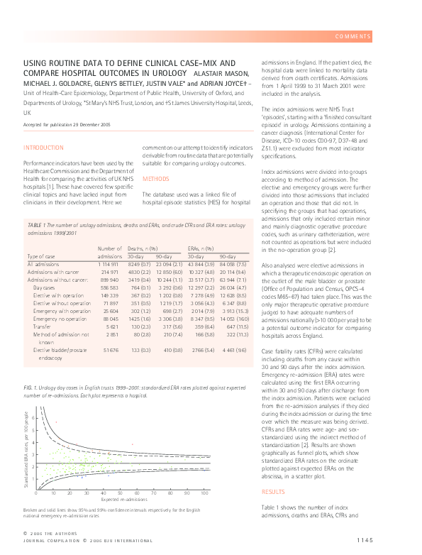 (PDF) Using Routine Data to Define Clinical Case-MIX and Compare ...