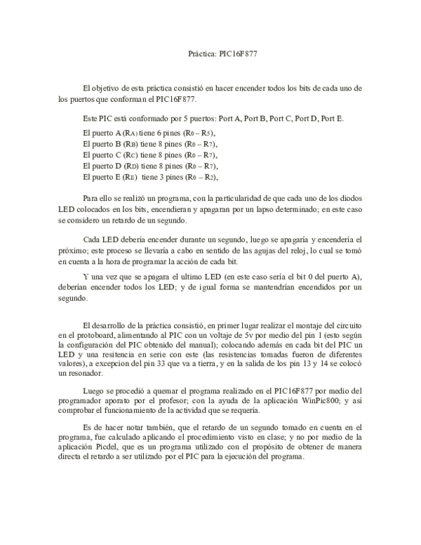 (DOC) Práctica: PIC16F877