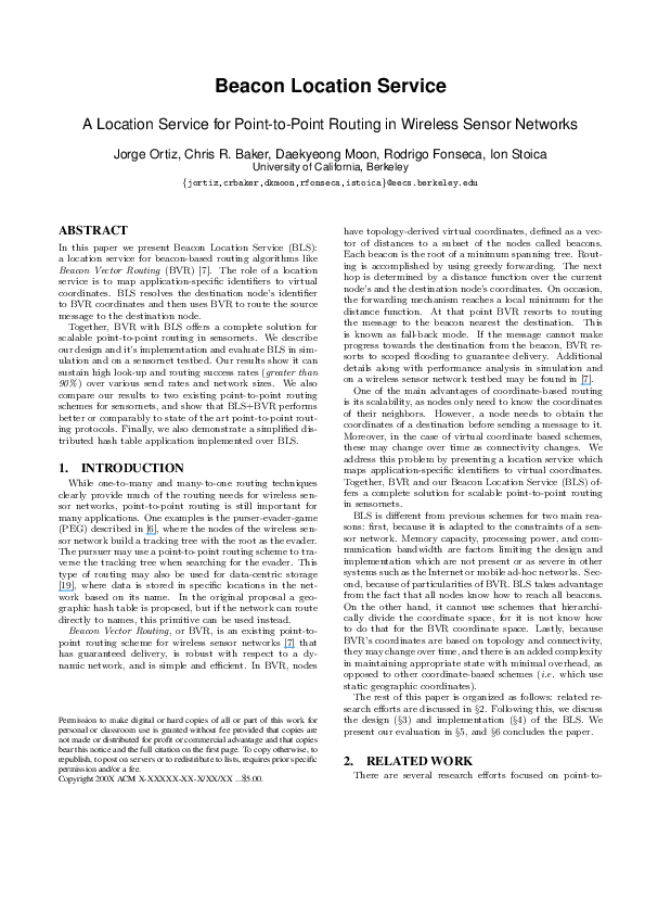 (PDF) Beacon Location Service: A Location Service for Point-to-Point ...