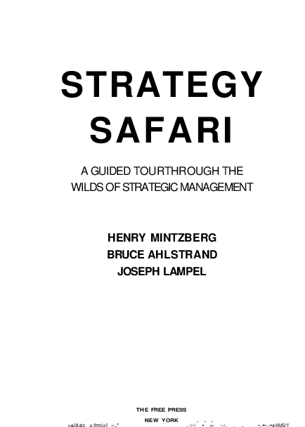 (PDF) STRATEGY SAFARI A GUIDED TOURTHROUGH THE WILDS OF STRATEGIC ...