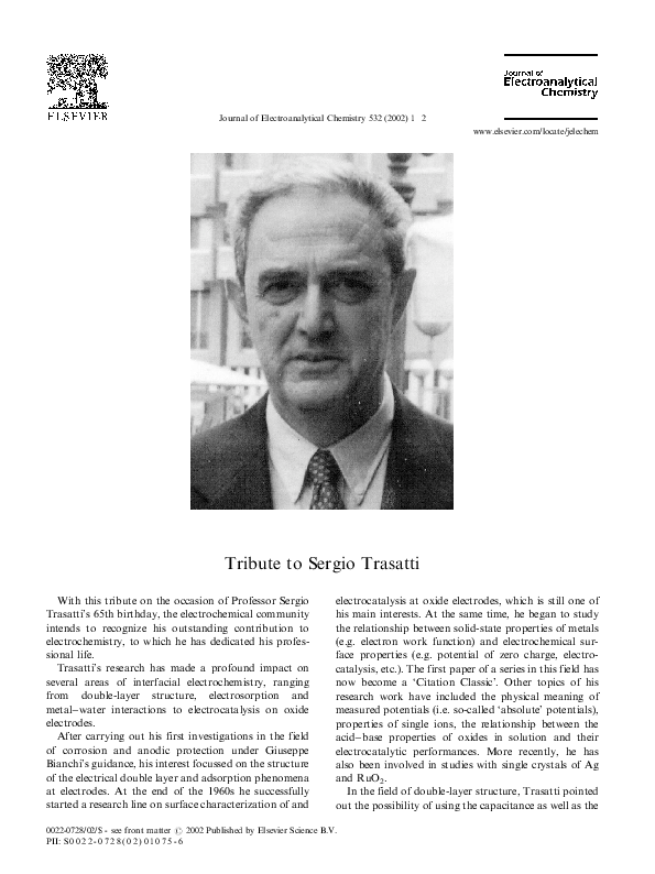 (PDF) Tribute to Sergio Trasatti