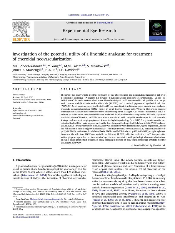 (PDF) Investigation of the potential utility of a linomide analogue for ...