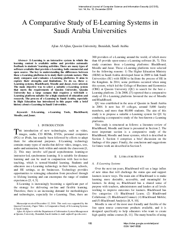 (PDF) A Comparative Study of E-Learning Systems in Saudi Arabia ...