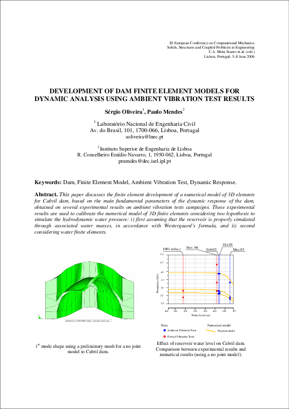(PDF) Development of a Cabril Dam Finite Element Model for Dynamic Analysis Using Ambient ...