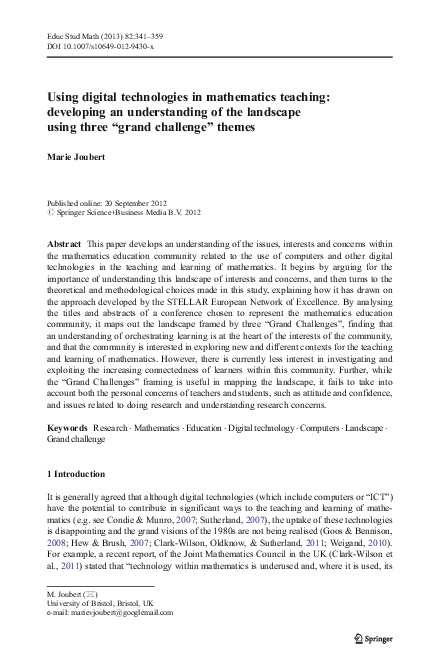 (PDF) Using digital technologies in mathematics teaching: developing an ...
