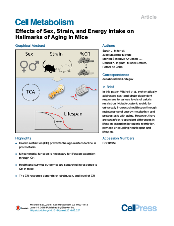 Pdf Effects Of Sex Strain And Energy Intake On Hallmarks Of Aging