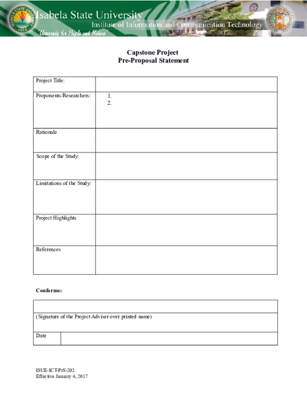(DOC) Capstone Project Pre-Proposal Statement