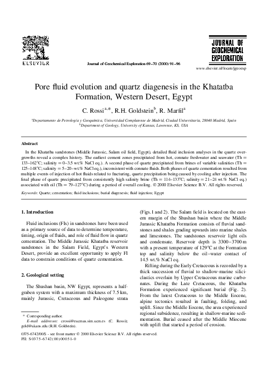(PDF) Pore fluid evolution and quartz diagenesis in the Khatatba ...