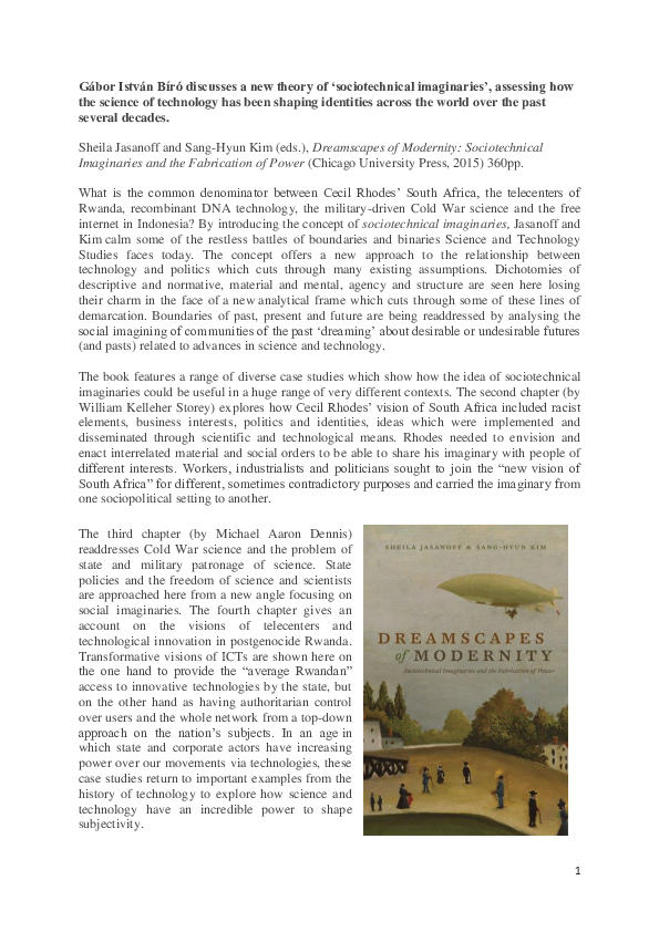 (PDF) A Review of Dreamscapes of Modernity by Sheila Jasanoff and Sang ...