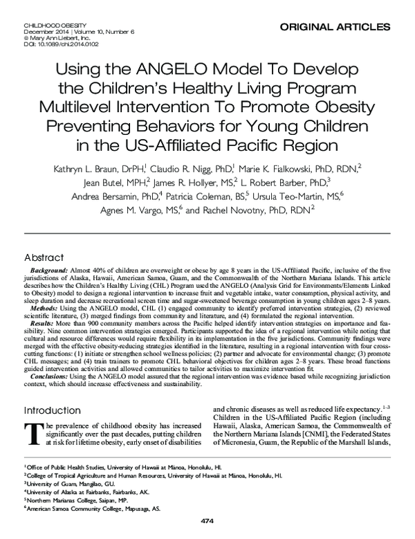 (PDF) Using the ANGELO model to develop the children's healthy living ...