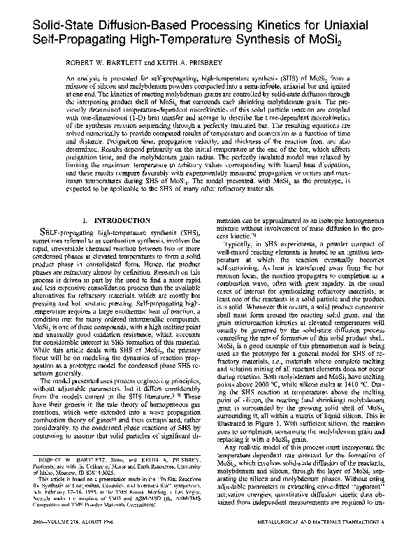 (PDF) Solid-state diffusion-based processing kinetics for uniaxial self ...