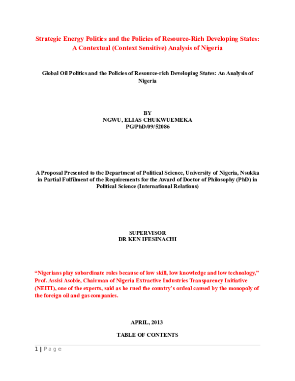 (DOC) Global Oil Politics and the Development Conundrum in Resource ...