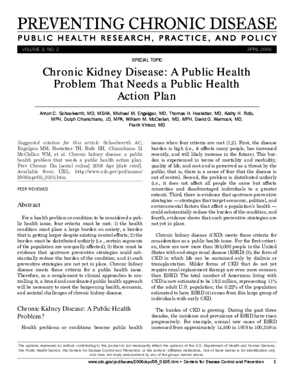 (PDF) Chronic kidney disease: a public health problem that needs a ...