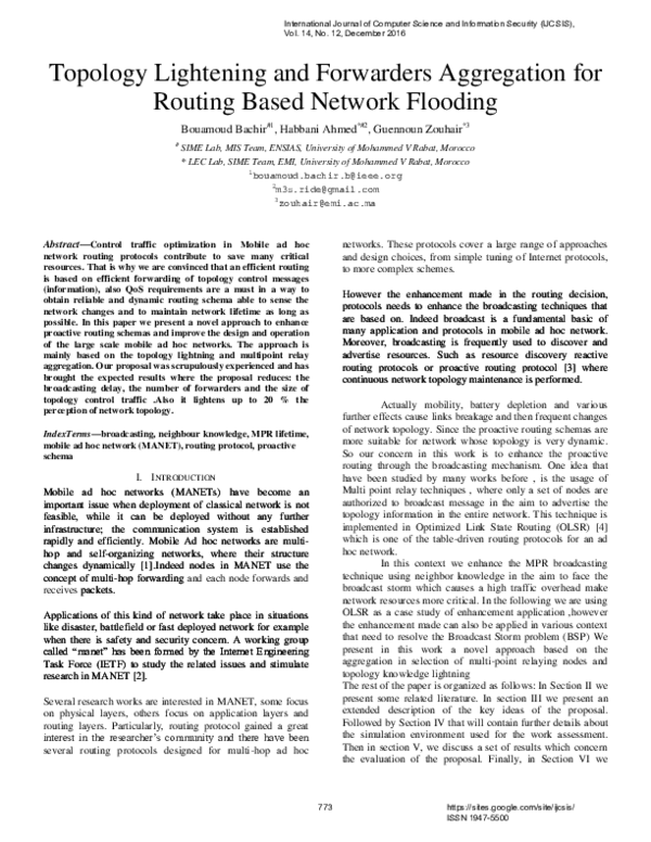 (PDF) Topology Lightening and Forwarders Aggregation for Routing Based Network Flooding
