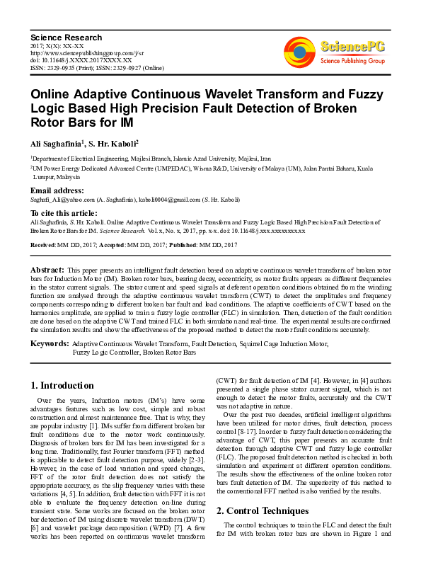 Pdf Online Adaptive Continuous Wavelet Transform And Fuzzy Logic Based High Precision Fault
