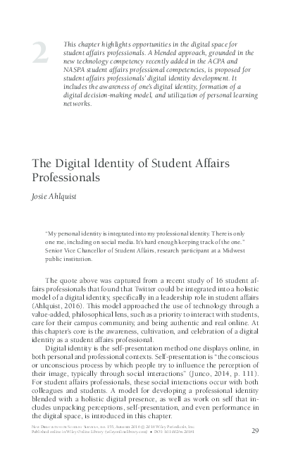 (PDF) The Digital Identity of Student Affairs Professionals