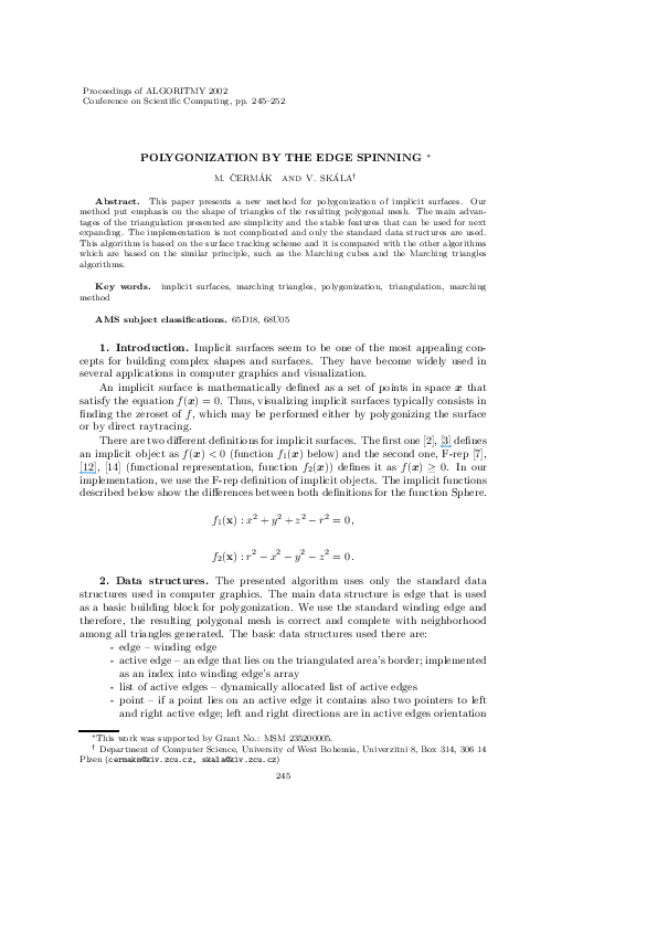 (PDF) Polygonization by the edge spinning | Vaclav Skala - Academia.edu