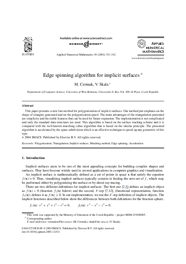 (PDF) Edge spinning algorithm for implicit surfaces