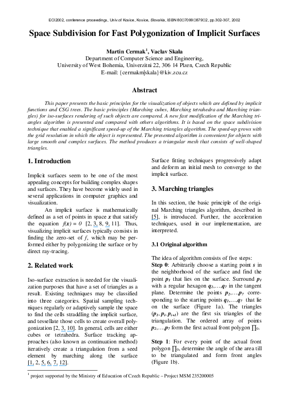 (PDF) Space subdivision for fast polygonization of implicit surfaces